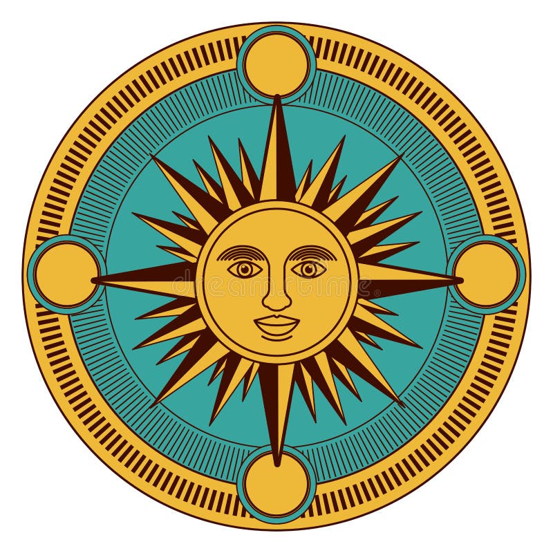 Isolated Sun Inside Compass Design Stock Vector - Illustration of north ...