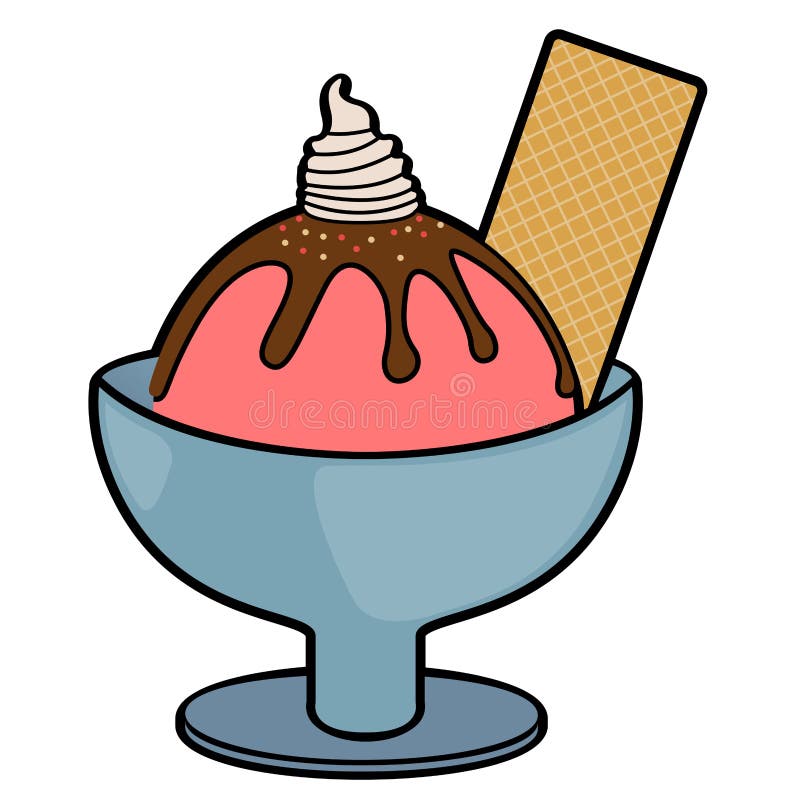 Isolated Sundae Outline. Ice Cream Vector Element Can Be Used for ...