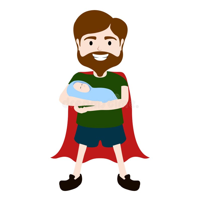 Superdad flying with Son stock vector. Illustration of fathers - 31127942