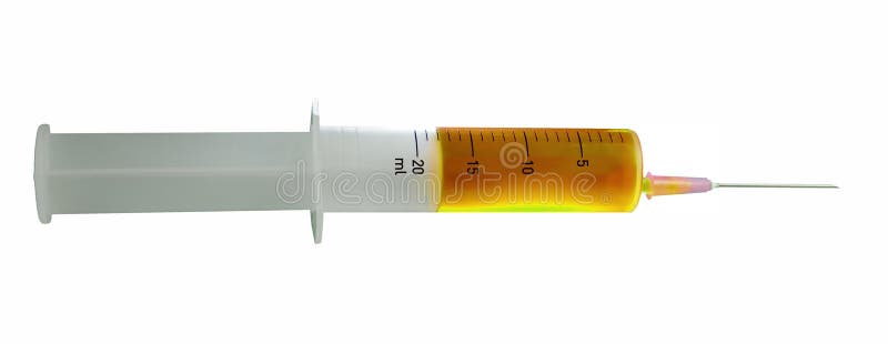 Isolated Syringe with Needle with Yellow Liquid Stock Photo - Image of ...