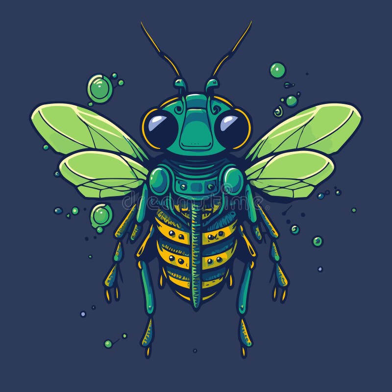 Robot Bee Bug Cartoon. Vector Art Stock Vector - Illustration of tshirt ...