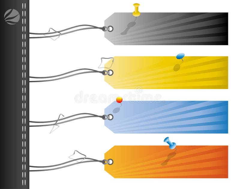 Isolated Tags with Drawing Pins Stock Vector - Illustration of note ...