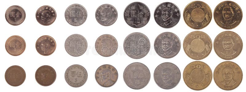 Isolated Taiwanese Coins from New To Worn Stock Photo - Image of ...
