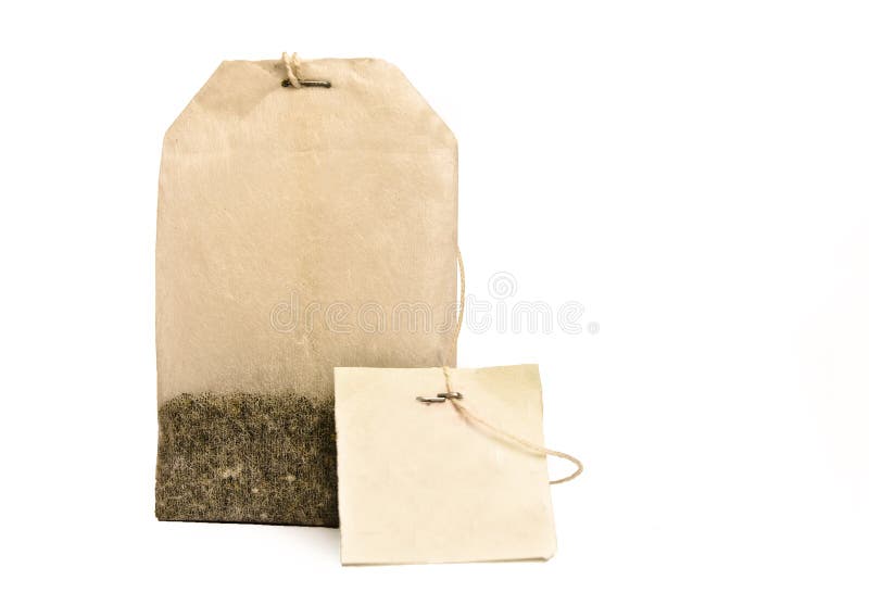 Isolated Tea Bag with a Blank Label Stock Image - Image of breakfast ...