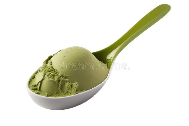 Isolated Teaspoon with Green Matcha Tea Powder on Transparent ...
