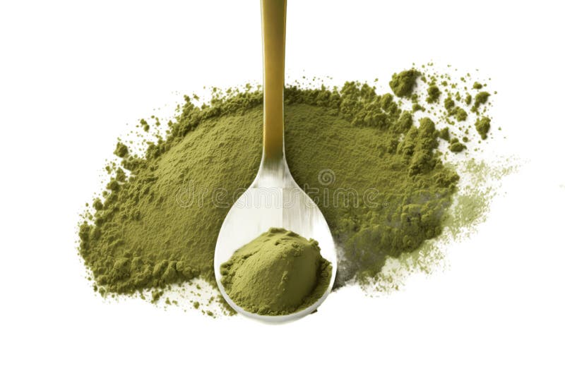 Isolated Teaspoon with Green Matcha Tea Powder on Transparent ...