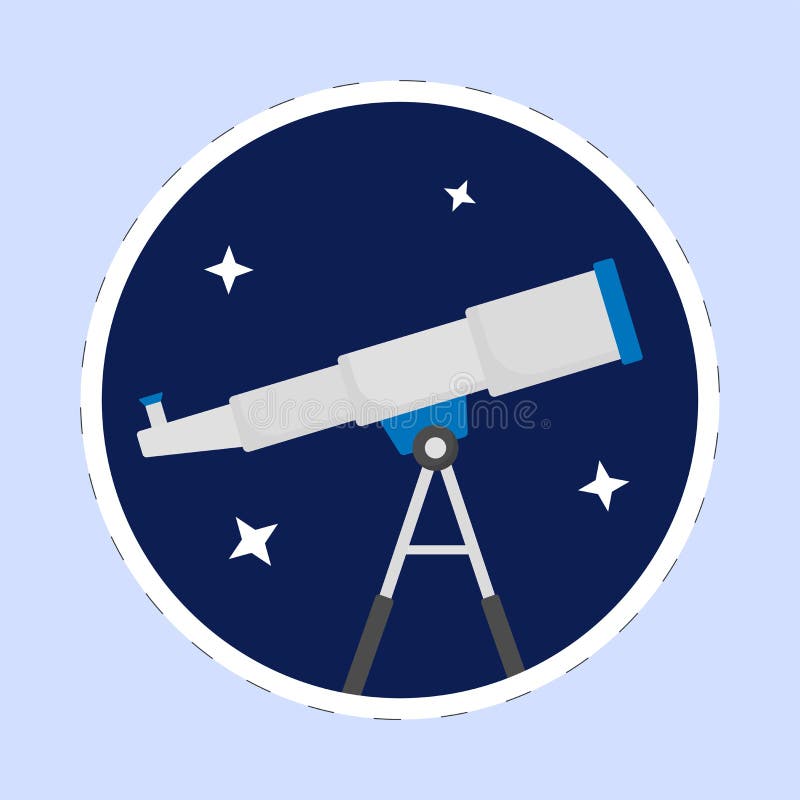 Isolated Telescope with Star Blue Background in Sticker Stock ...
