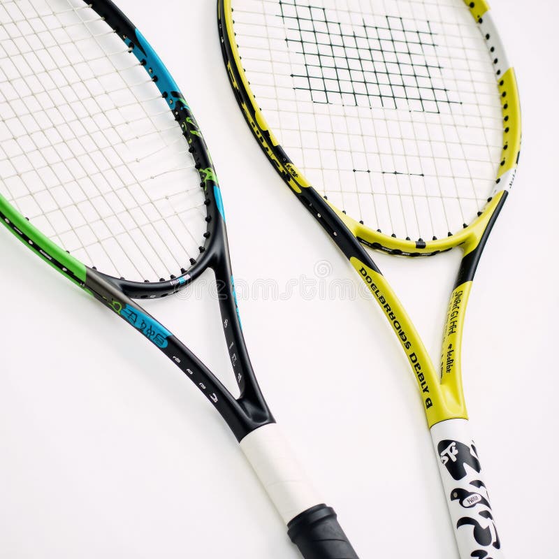 Isolated Tennis Rackets with Unique Designs on a White Backdrop ...