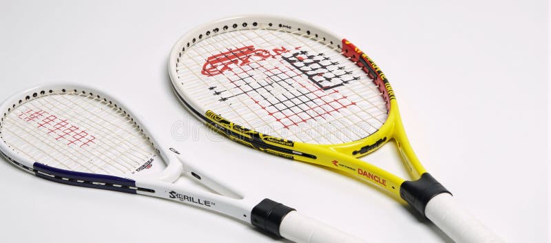 Isolated Tennis Rackets with Unique Designs on a White Backdrop ...