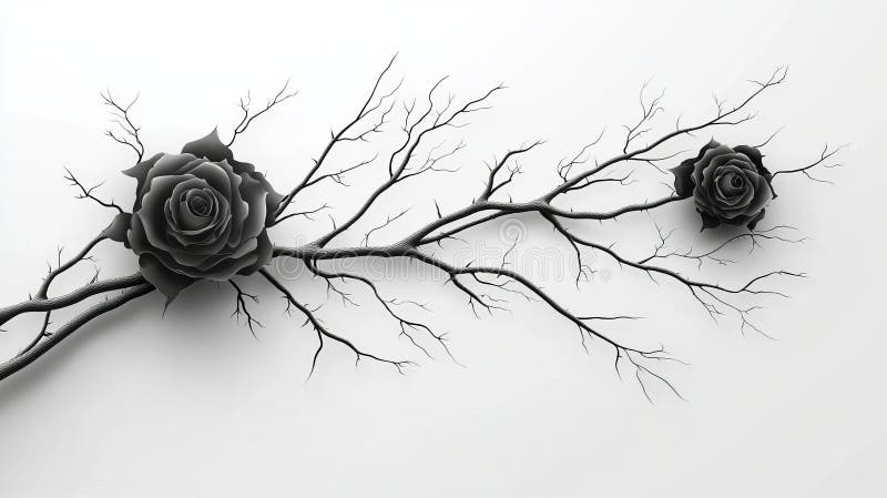 Isolated Thorned Vine Elements with Sharp Thorns, Including Silver ...