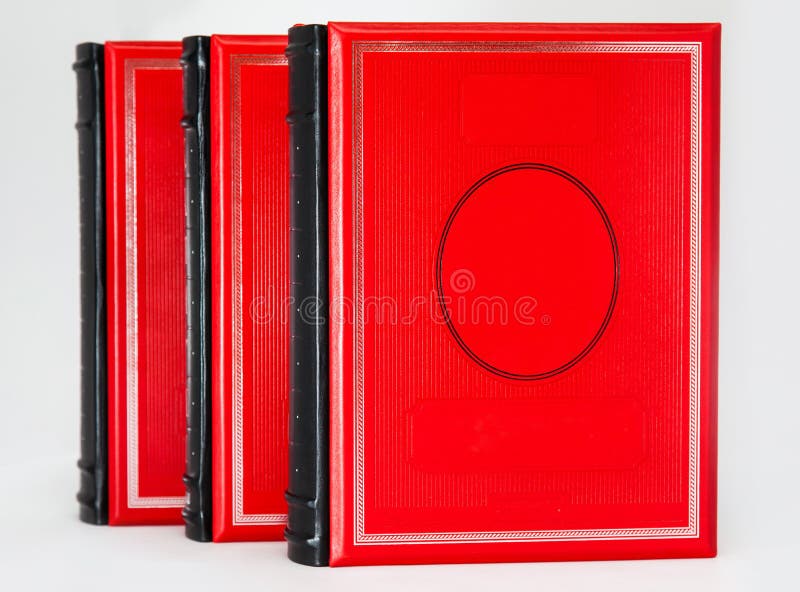 Isolated Three Volumes Red Books. Stock Photo - Image of bordo, album ...