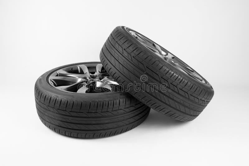 Isolated Tires and Wheels for the Car on a White Background Stock Image ...