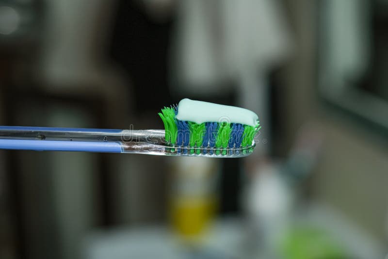 Isolated Toothbrush with Mint Toothpaste Ready To Use,daily Hygiene ...