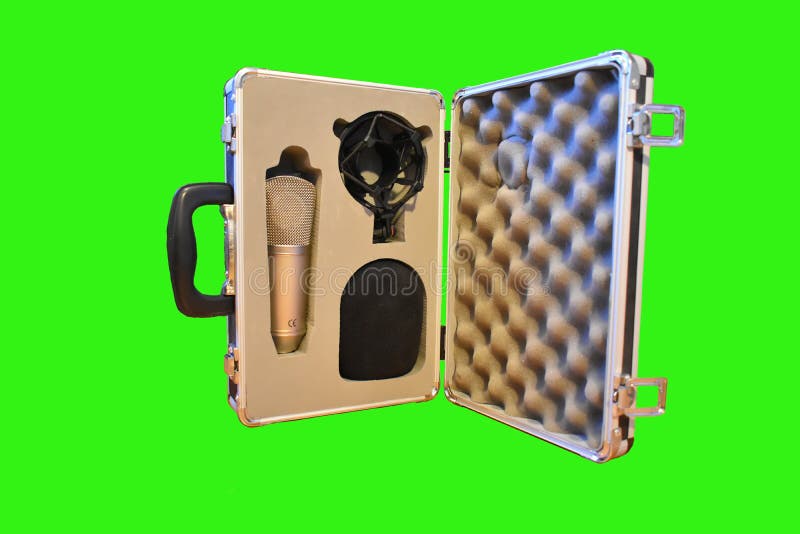 Isolated Top View of a Box of a Condenser Microphone Set on a Green ...