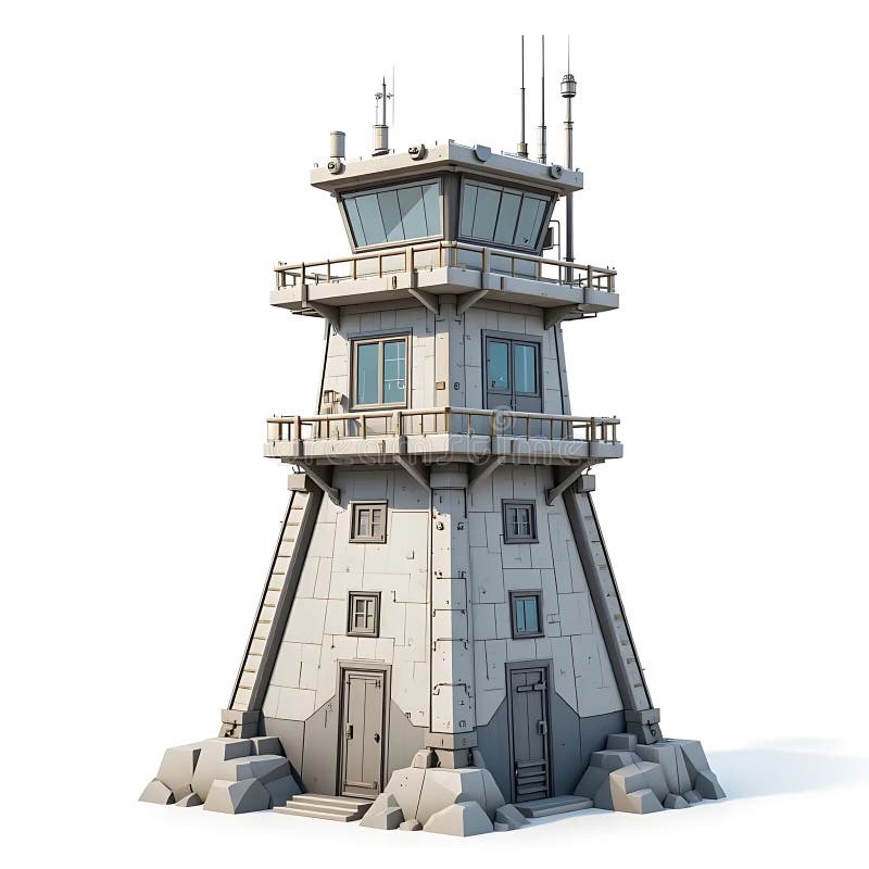 Isolated Tower Structure with Control Room and Observation Deck Stock ...