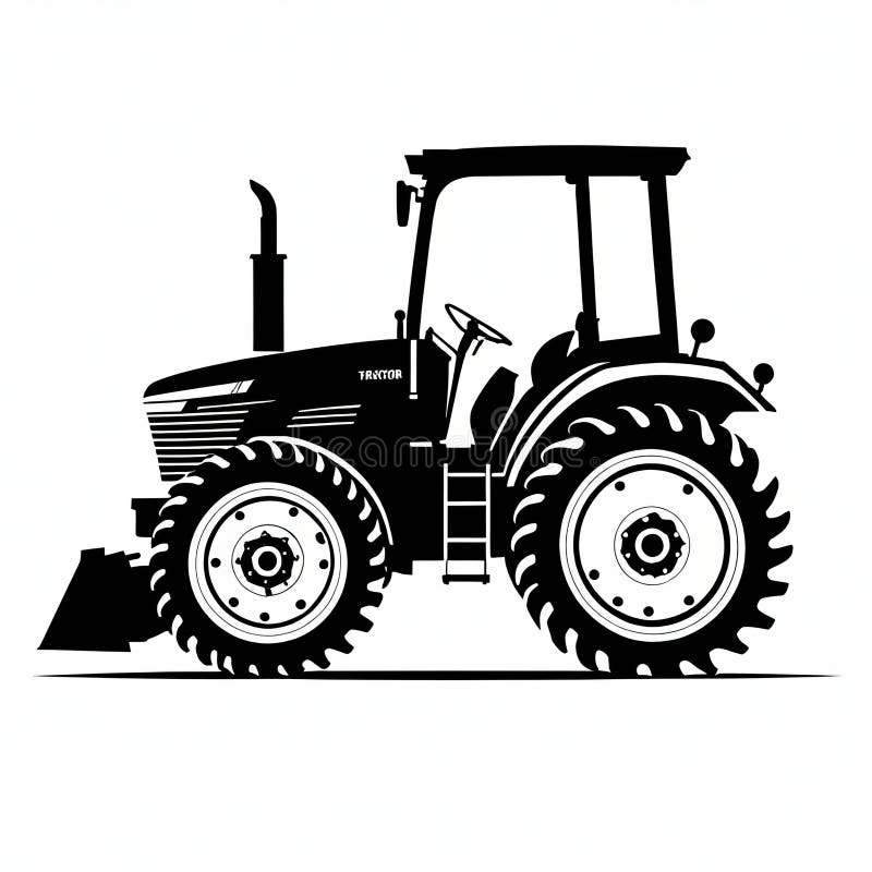 Tractor Silhouette in Black and White Design Stock Illustration ...