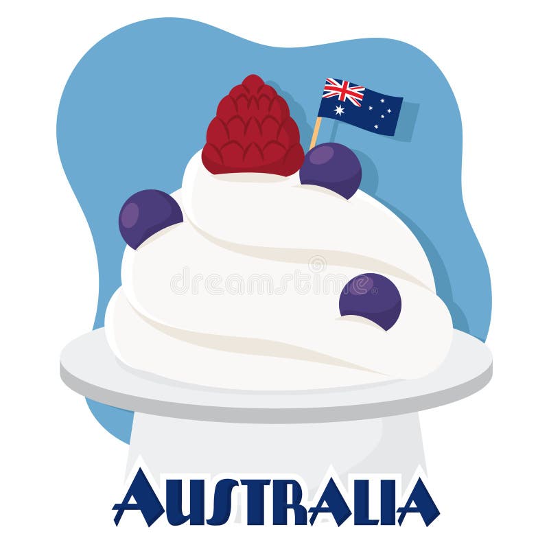Isolated Traditional Australian Dessert with Its Flag Vector Stock ...