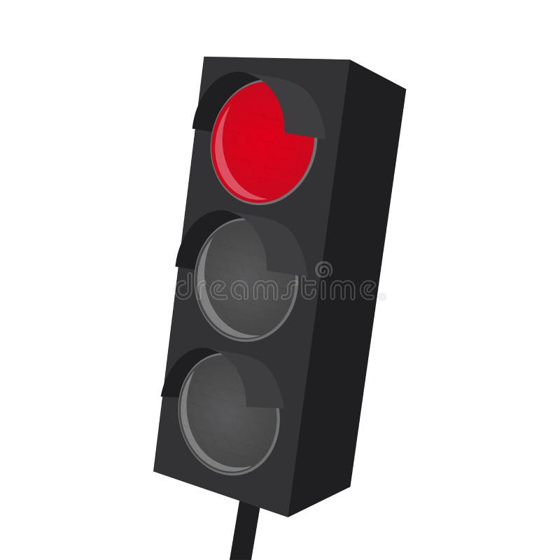 Isolated Traffic Light with Red Light on Stock Vector - Illustration of ...