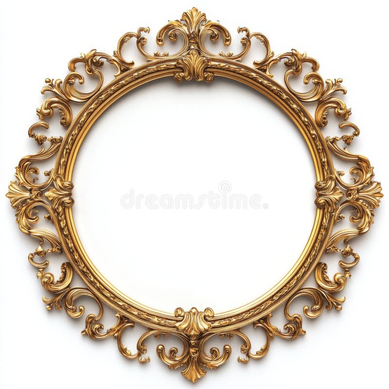 Isolated on a Transparent Background is a Gold Vintage Circle Frame ...