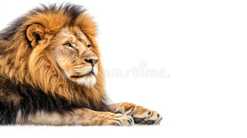 Isolated on Transparent Background, a King Lion Panthera Leo is Looking ...