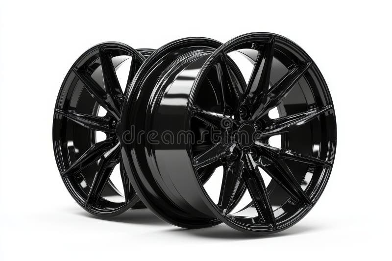 Isolated on a Transparent Background, a Shiny Black Car Wheel Stock ...