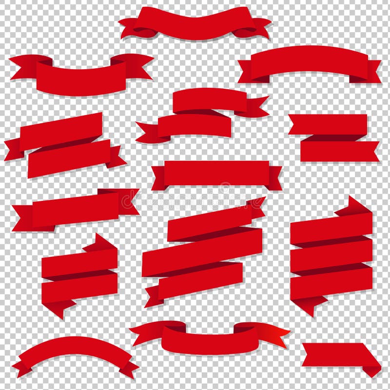 Red Web Ribbons Set stock vector. Illustration of objects - 195377834