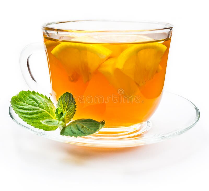 Isolated Transparent Cup of Tea with Lemon Slice Stock Image - Image of ...