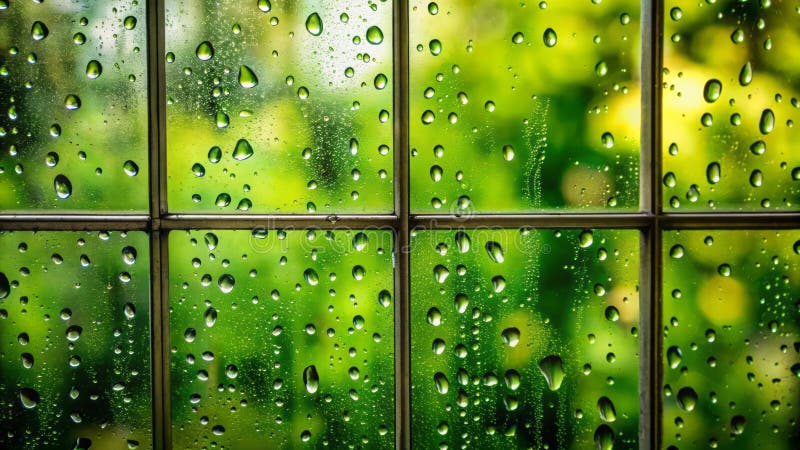 Isolated Transparent Windowpane with Cascading Rain Drops on Chroma Key ...