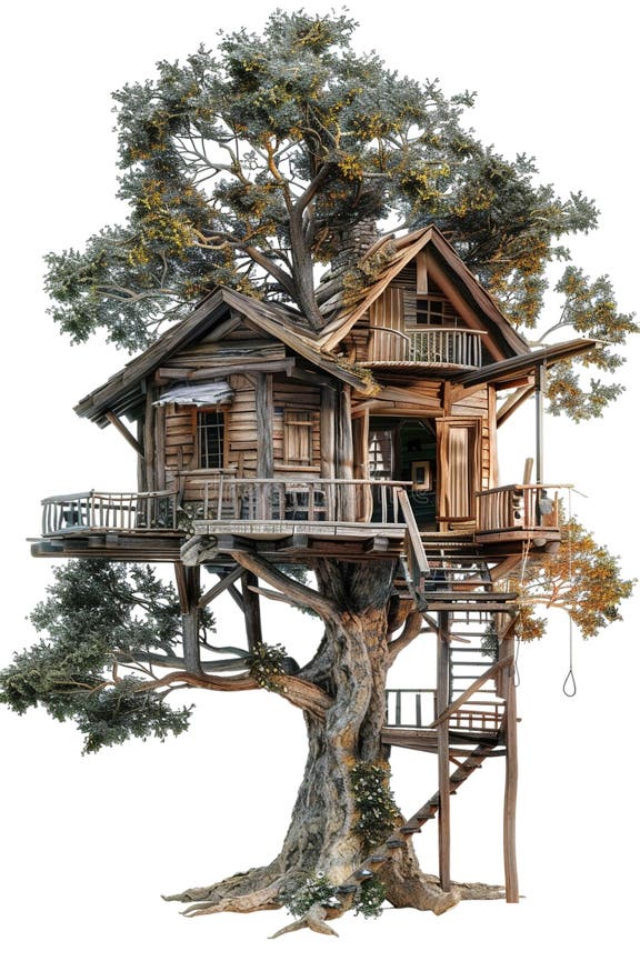 Isolated Tree House Against Transparent Backdrop Stock Illustration ...