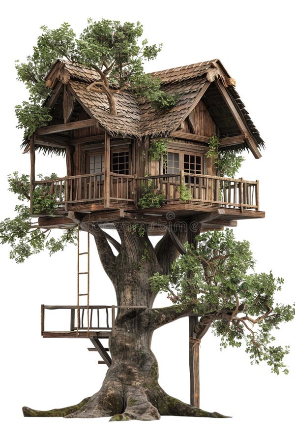 Isolated Tree House Against Transparent Backdrop Stock Illustration ...