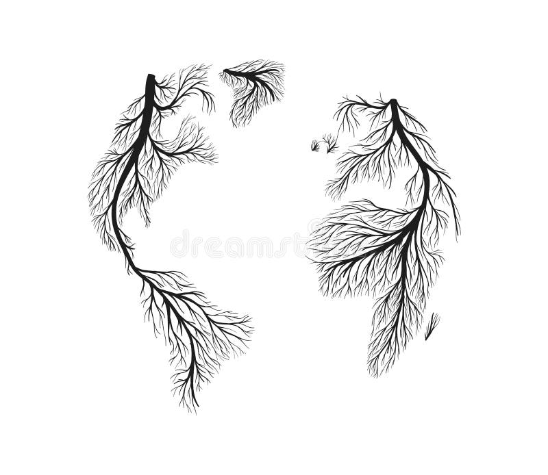 Isolated Tree Root World Map Earth Shape Concept Stock Vector ...
