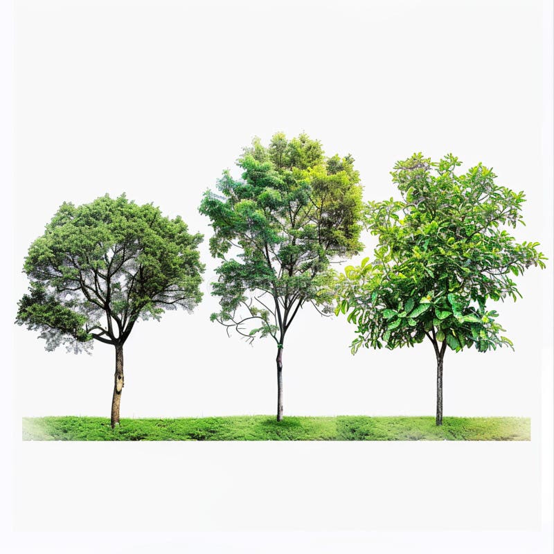 Few Trees Against a White Background, AI Generated Stock Illustration ...