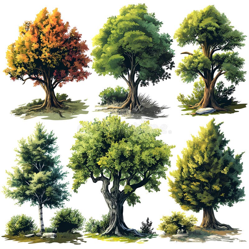 Isolated Trees on White Background , the Collection of Trees, Web ...