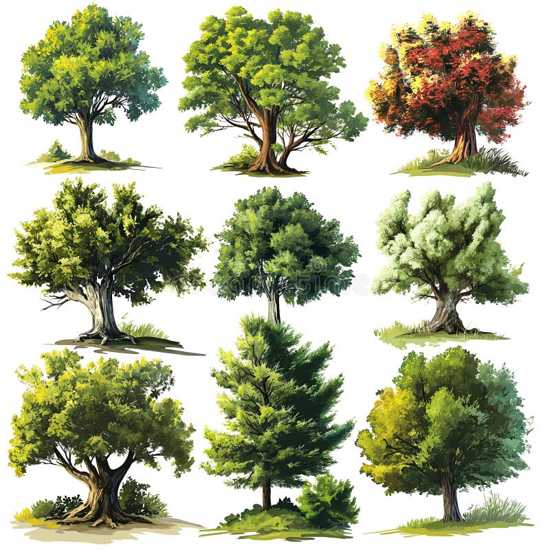Isolated Trees on White Background , the Collection of Trees, Web ...