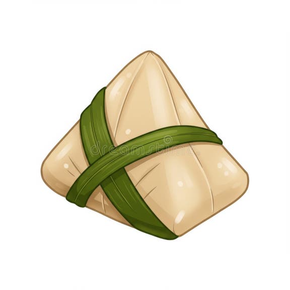 Isolated Triangular Sticky Rice Dumpling Wrapped in Green Leaves on ...