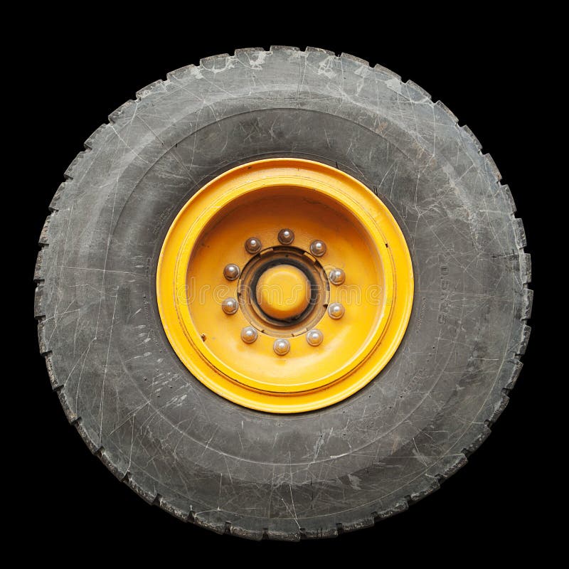 Truck Tire with Chrome Wheel on a Tractor Truck Stock Image - Image of ...