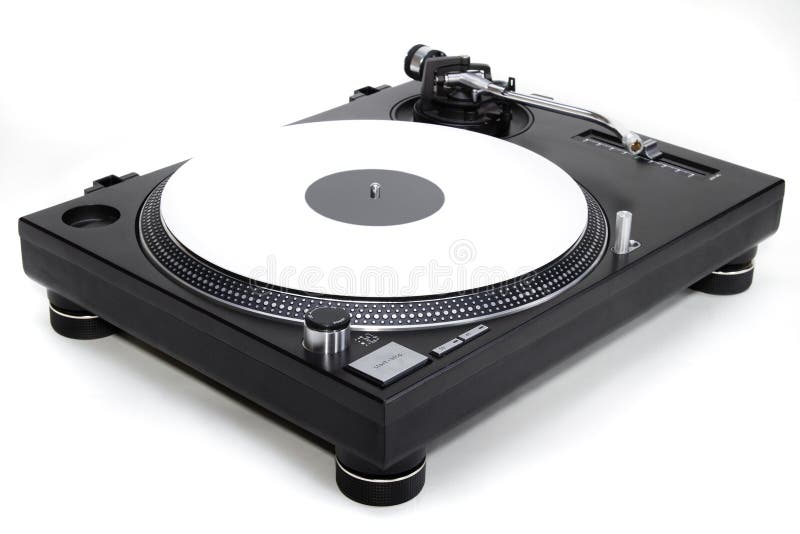 Isolated Turntable with White Vinyl Record Stock Image - Image of music ...