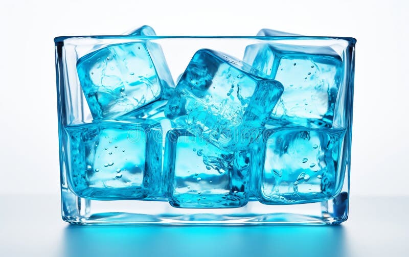 Isolated Turquoise Ice Cubes Stunning Blue in Glass. AI Stock ...