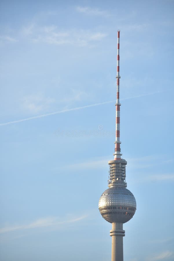 Isolated TV Tower with Clouds in the Blue Sky Berlin Germany Editorial ...