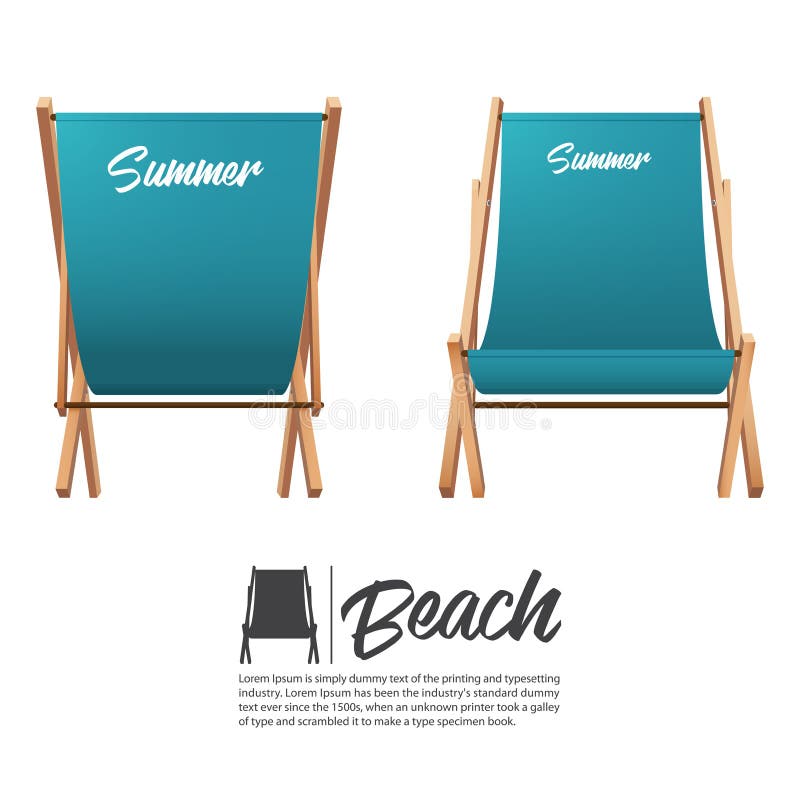 Isolated Two Turquoise Summer Beach Chair in Front and Back View. Stock ...