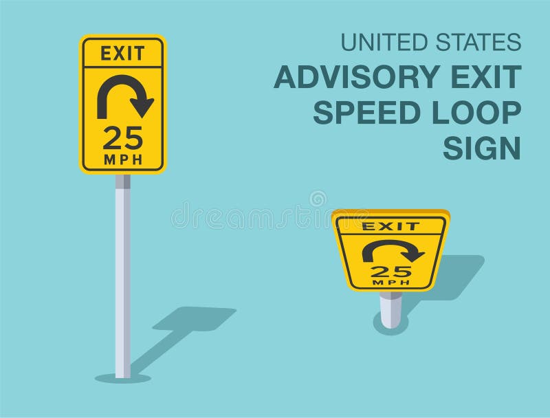 Isolated United States "advisory Exit Speed Loop" Road Sign. Front and ...