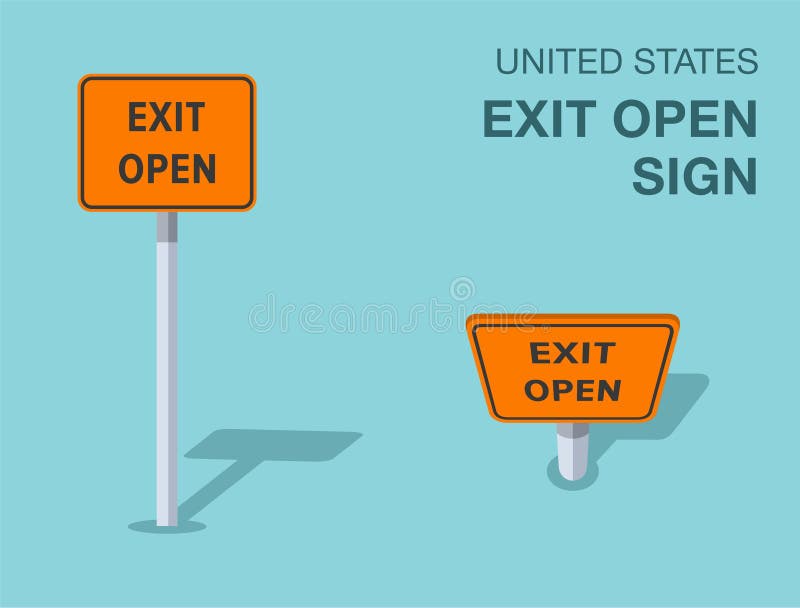Isolated United States "exit Open" Road Sign. Front and Top View Stock ...