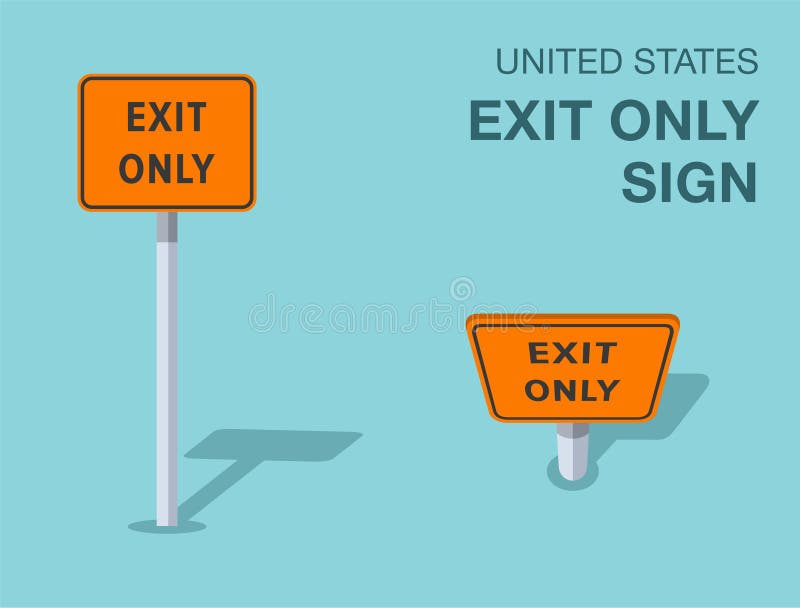 Isolated United States "exit only" Road Sign. Front and Top View Stock ...