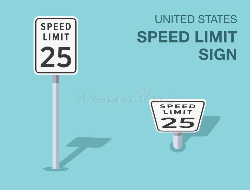 Isolated United States Speed Limit Sign. Front and Top View Stock ...