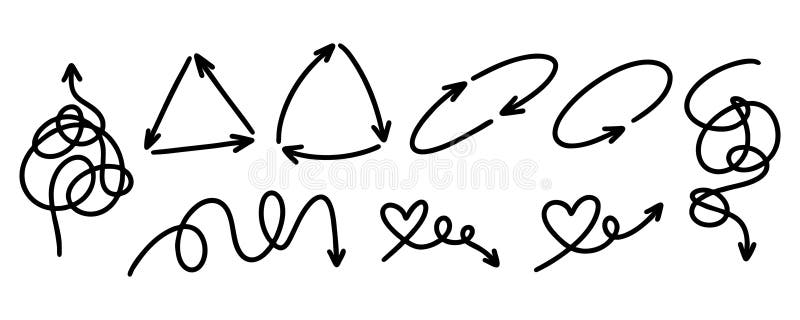 Isolated Unraveling Lines. Tangled Arrows, Simple Triangular Oval and ...