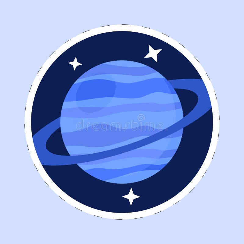 Isolated Uranus Planet with Stars Blue Background in Sticker Stock ...