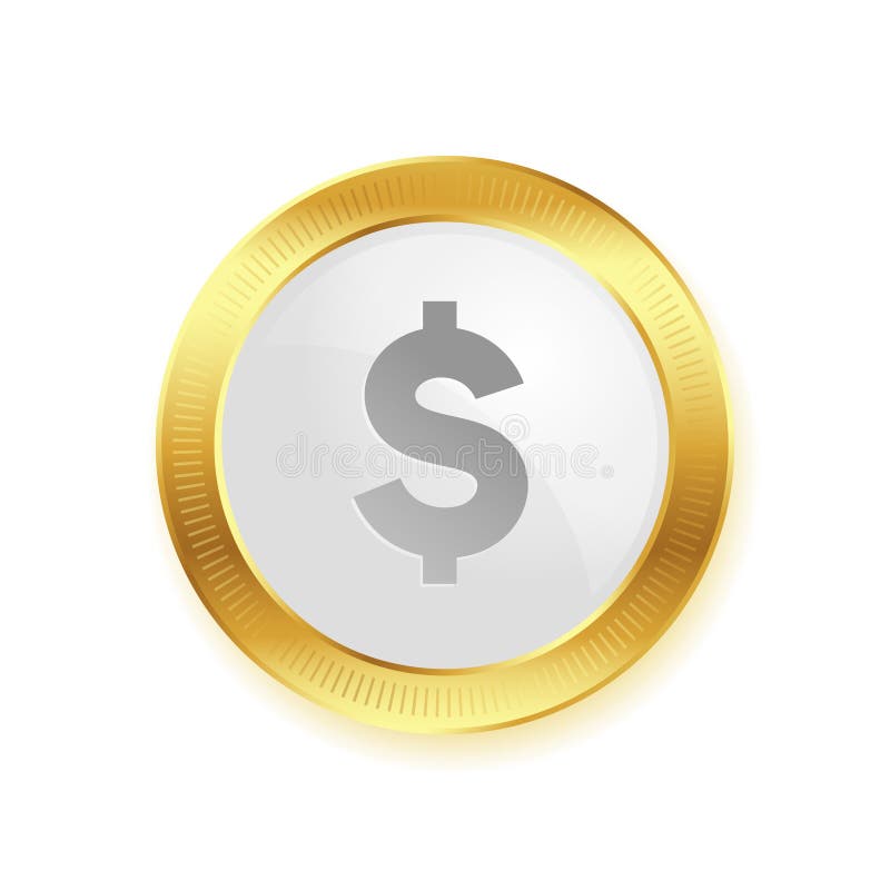 Isolated US Currency Dollar Golden Coin Design Stock Vector ...