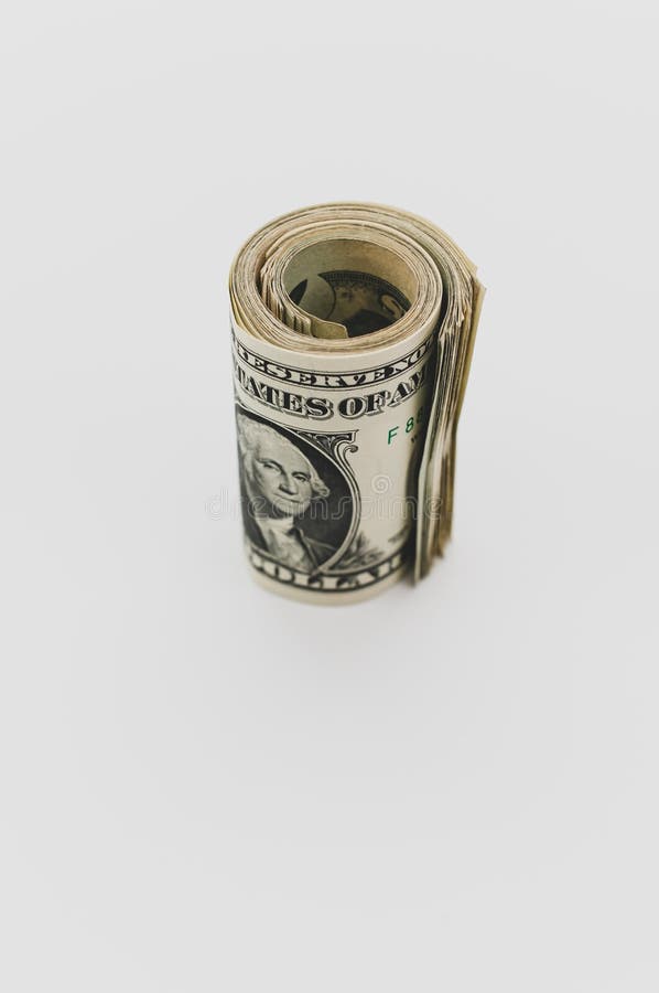 Isolated US Dollar Banknotes Roll on a White Background with Copy Space ...