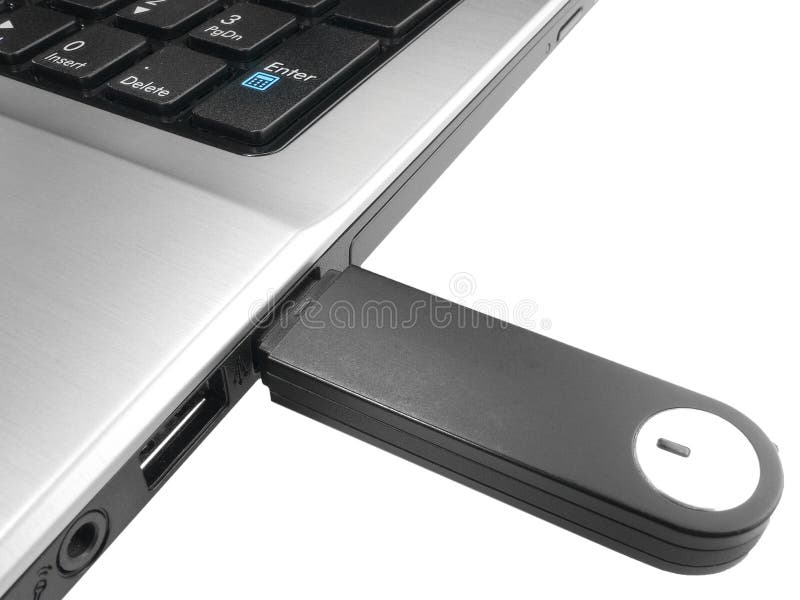 Isolated USB Drive in a Laptop Stock Photo - Image of notebook, silver ...