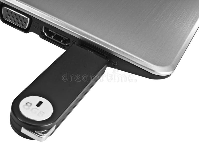 Isolated USB Drive in a Laptop Stock Image - Image of notebook ...
